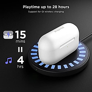 1MORE EVO Noise Cancelling Earbuds, Audiophile Headphones with Dual Drivers, Adaptive ANC, Bluetooth Headphones, HiFi Sound, LDAC, Hi-Res Audio, 6 Mics, 28H Playtime, Wireless Charging, White