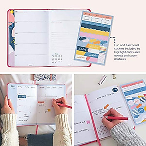 Busy B Perfect Planner A5 Week to View Diary January to December 2021 - Pink Faux Leather Week to View Planner with Stickers & Tear-Out Lists
