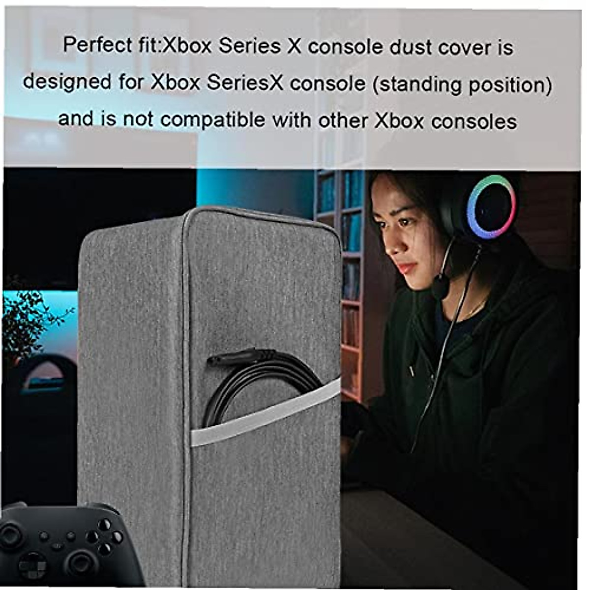 Dust Cover Anti Scratch Cover.Nylon Dust Cover Compatible with Xbox Series X Console Anti Scratch Waterproof Cover Sleeve Soft Neat Lining Dust Guard Gray