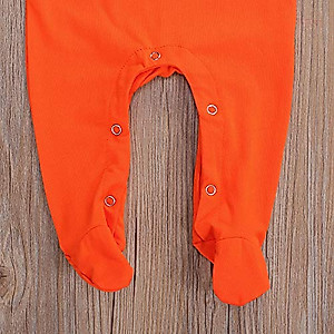 DuAnyozu Infant Baby Girl Boy Halloween Costumes Outfit Pumpkin Footed Romper Jumpsuit Fancy Clothes (0-3 Months, Orange)