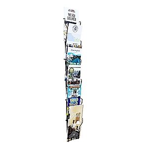 FixtureDisplays® Vertical Wall Mounting 6 Pockets 4 X 6" Greeting Card Post Card Rack 4.7 X 2.2 X 30.3" with Slight Pocket Overlap 11713-4X6-BLK