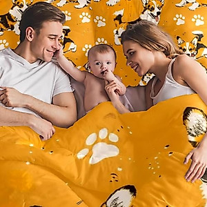 VAPOKF Duvet Covers Set Extra Longe Soft and Breathable Microfiber Comforter Bedding Set 1 Duvet Cover 2 Pillowcase with Zipper Closure for Kids Women Men, Clever Corgi Pawprints