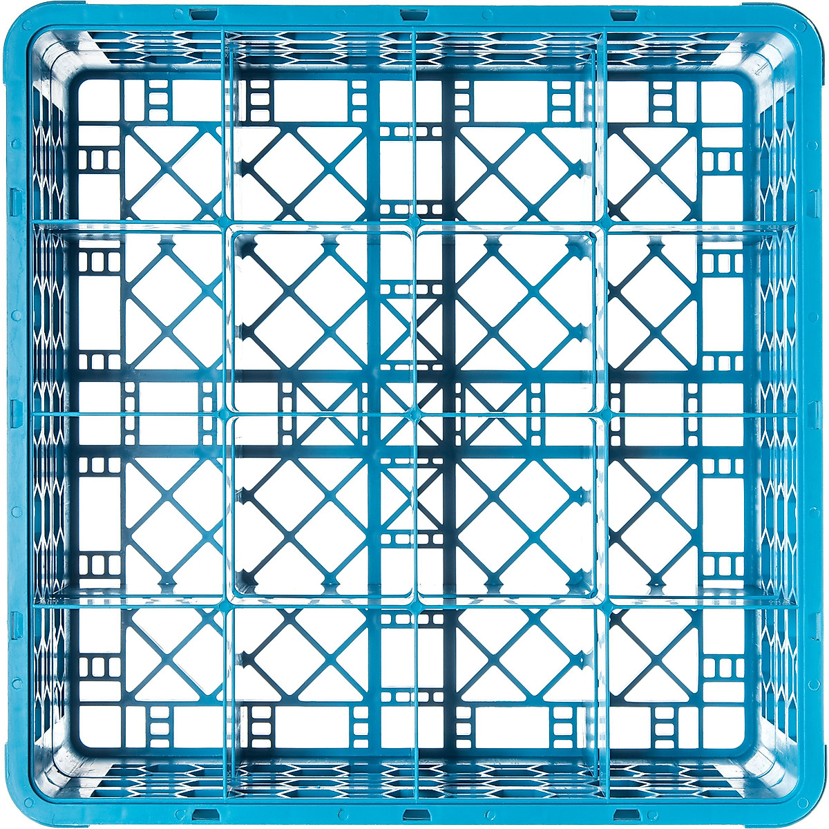 CFS RG16-214 OptiClean 16 Compartment Glass Rack with 2 Extenders, 4-7/16" Compartments, Blue (Pack of 3)