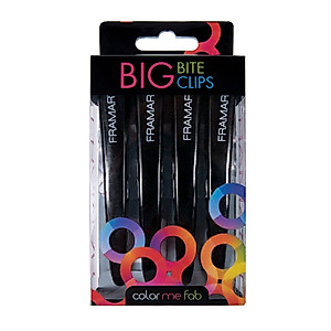 Framar Black Big Bite Clips - Set of 4 Professional Hair Clips – Hair Clips for Styling, Clips for Hair, Metal hair Clips - Extra Grip & Durable