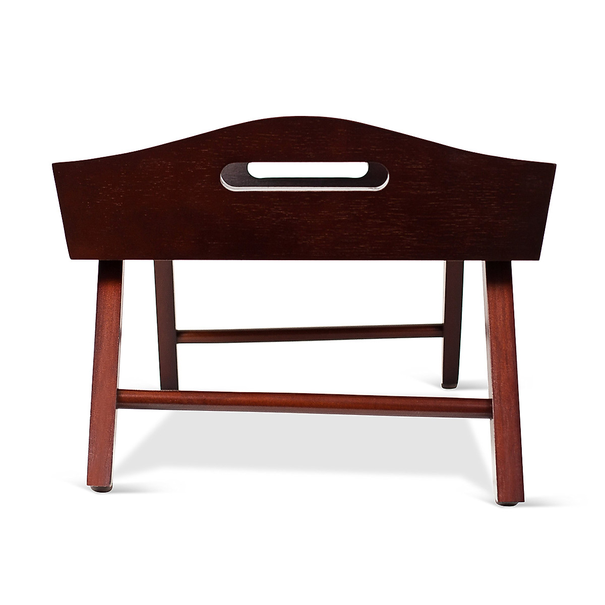 BirdRock Home Wood Bed Tray with Folding Legs - Wide Breakfast Serving Tray Lap Desk with Sides and Handles - Walnut