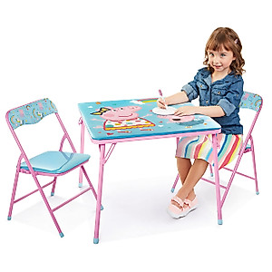 Peppa Pig Kids Table & Chairs Set - 3Piece Child Furniture (2 Padded Chairs & One Table 24"X 20"H) Activity Set Best for Playing, Reading, Eating, Art, Play Room, For Ages 3-7