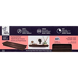 HIGH & MIGHTY Decorative Floating Shelf Holds up to 15lbs Easy Tool-Free Dry Wall Installation, 18", Espresso