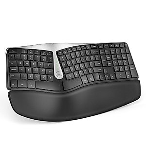 Nulea RT04 Wireless Ergonomic Keyboard, 2.4G Split Keyboard with Cushioned Wrist and Palm Support, Arched Keyboard Design for Natural Typing, Compatible with Windows/Mac