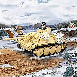 hhohio Hunter Tank Destroyer, Military Brick WW2 Flak Anti-Tank Gun Sets, Army World War 2 Toys Building Block with 3 Soldiers Figures (459 Pieces)