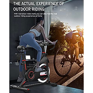 Exercise Bike Stationary, CHAOKE Indoor Cycling Bike with Heavy Flywheel, Comfortable Seat Cushion, Silent Belt Drive, LCD Monitor for Home Gym Cardio Workout Training