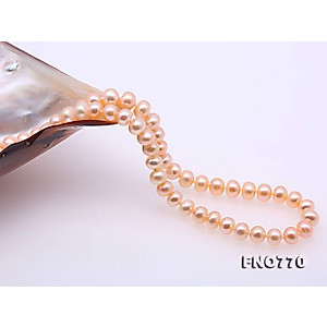 Womens Long Strand Pink Pearl Necklace AA+ 8-9mm Freshwater Cultured Pearl Necklace Sweater Chain 32"