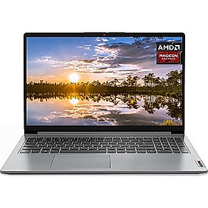 Lenovo IdeaPad 1 Laptop, 15.6" HD Screen, AMD Athlon Silver 7120U Processor, 4GB RAM, 256GB Storage(128GB SSD+128GB MSD), AMD Radeon Graphics, Wi-Fi, Bluetooth, Windows 11 Home in S Mode