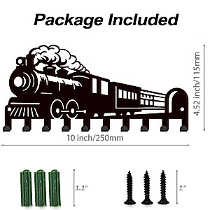 SUPERDANT Steam Train Metal Key Hooks with 10-Hooks Key Hanger Coat Hooks Decor Jewelry and Key Holder Wall Decorative Home Storage Hooks for Dog Leash Entryway Hallway Kitchen Office Stash