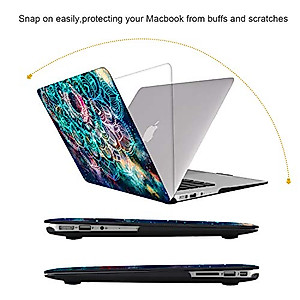 iCasso Compatible with MacBook Air 13 inch Case (Release 2010-2017 Older Version), Hard Shell Plastic Protective Case & Keyboard Cover Only for MacBook Air 13 Inch Model A1369/A1466 - Nebula Mandala
