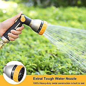 FANHAO Garden Hose Nozzle, 100% Heavy Duty Metal Spray Nozzle with Thumb Control, High Pressure Water Nozzle with 8 Adjustable Spray Patterns for Watering Plants, Washing Cars and Showering Pets