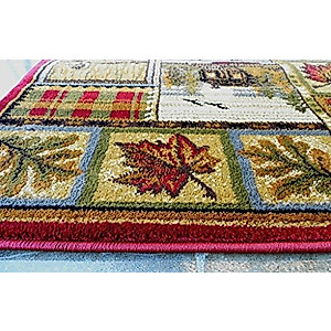CR Wildlife Nature Cabin Lodge Scene Duck Boat Fish Area Rug (2 Feet 2 Inch X 7 Feet 2 Inch Runner)