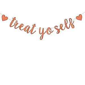 Rose Gold Treat yo self Banner-Dessert/Ice Cream/Popcorn Table Decorations-Home Party Supplies