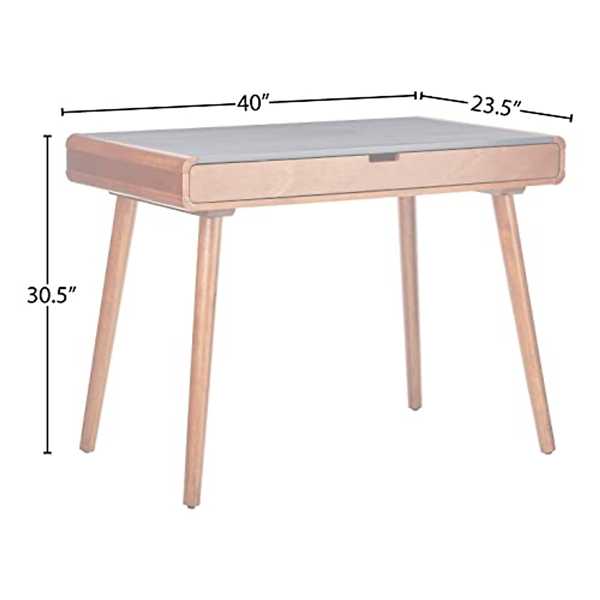 Christopher Knight Home Peninah Mid-Century Rubberwood Writing Desk, Charcoal Grey / Medium Brown