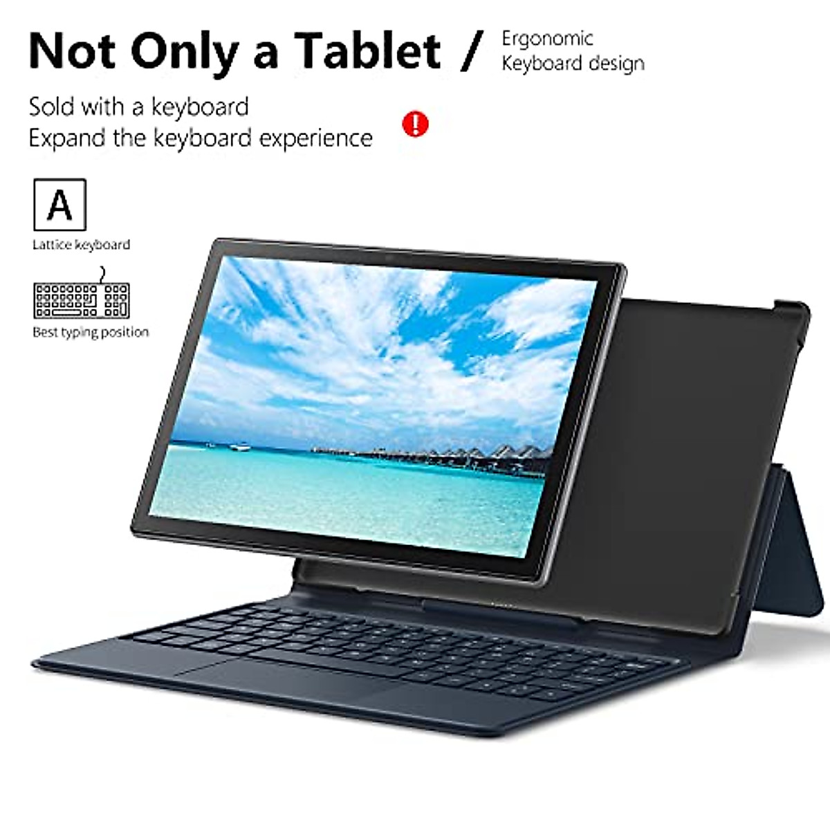 Veidoo Android Tablet 10 inch, 4GB RAM 64GB ROM | 1920x1200 FHD | 13MP+5MP Camera | 2.0Ghz Octa Core | 6000mAh | TF Card 128G Expand | 2.4G/5G Wi-Fi | BT 5.0| GPS | Type-C | Tablet with Keyboard