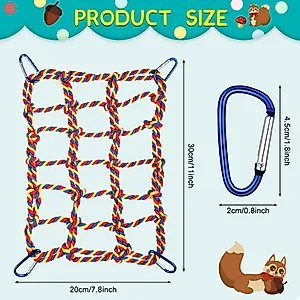 Junkin 3 Pcs Bird Rope Net Rat Climbing Rope Net Pet Hamster Chinchilla Ferret Activity for Small Animal Habitat Decor and Play