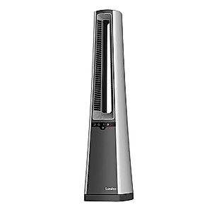 Lasko AC615 Portable Electric Oscillating Stand Up Bladeless Tower Fan with Remote Control for Indoor, Bedroom and Home Office Use, 36.1 inch, Gray/Silver