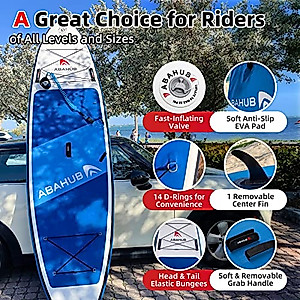 Abahub Inflatable SUP, Wide 10'6" x 34" x 6" iSUP, Blue Standup Paddleboard with Adjustable Carbon Fiber Paddle, Kayak Seat, for Yoga, Paddle Board, Kayaking, Surf, Canoe, Fishing