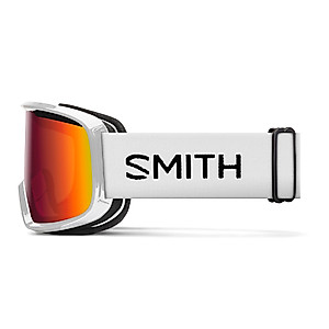 SMITH Frontier Goggles with Carbonic-x Lens – Performance Snowsports Goggles with Replaceable Lens for Skiing & Snowboarding – for Men & Women – White + Red Sol-X Mirror Lens