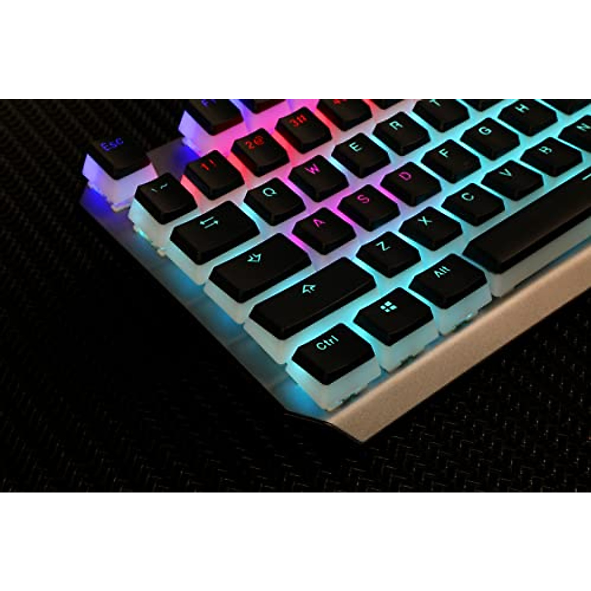 WANVISLIN Pudding Keycaps - Double Shot PBT Keycap Set with Translucent Layer, for Mechanical Keyboards, Full 104 Key Set -Black
