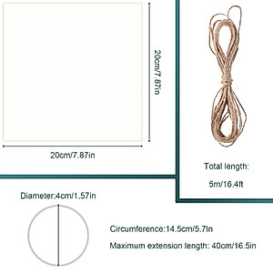 20 Pieces Unbleached Muslin Jar Cloth Covers Kombucha Covers Fermentation Breathe Muslin Covers 8 Inch Square Covers with 20 Rubber Bands and 5 Meters Jute Rope for Bottle Jar