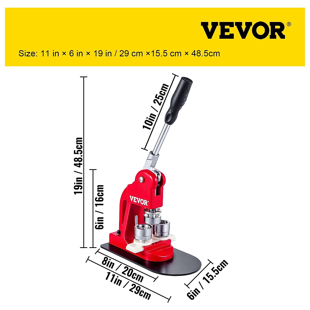 Mophorn Button Maker Machine 1 Inch Button Badge Maker 25mm Punch Press Machine with 500 Pcs Circle Button Parts and Circle Cutter