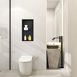 Greenspring Shower Niche 24" X 12" for Shower Wall|Stainless Steel Shower Niche Matte Black|No Tile Needed Wall Niche for Bathroom Storage