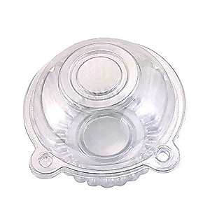 Twdrer 100PCS Plastic Single Individual Cupcake Dome Cup with Lid,Clear Plastic Muffin Holders Cake Cases Boxes Containers for Party,Wedding,Christmas,Holiday