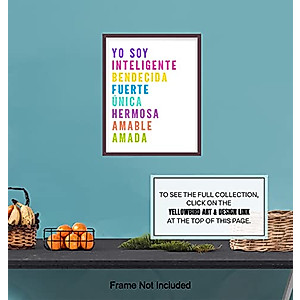Afirmaciones Positivas Spanish Wall Art & Decor - Inspirational Positive Quotes - Spanish Quotes for Girls, Kids Bedroom, Latinas - Regalo o Decoracion Para Mujeres, Ninas, Women - Hispanic Gifts