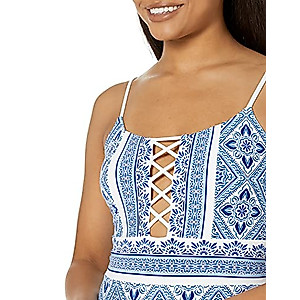 La Blanca Women's Standard Strappy Mio One Piece Swimsuit, Capri Blue//Mediterranean Breeze, 10