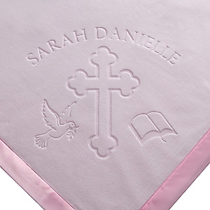 Custom Catch Personalized Baptism Baby Blanket Gift - Girl Name for Christening (Pink, 1 Text Line)