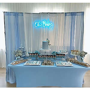 DUOBAO 2 Panels Chiffon Curtains 29"x108" Sheer Backdrop Drape Beach Curtain for Living Room Light Blue Voile Window Drapes for Wedding Ceremony (Sky Blue)