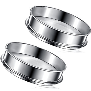 Youyole 2 Pcs 304 Stainless Steel Mesh Sieve, 200 Mesh (0.074 Mm) and 80 Mesh (0.18 Mm) Lab Test Sieves, 8 x 2 Inch Aperture Test Sieve Standard Economy Sieve for Industrial Laboratory Home Farm