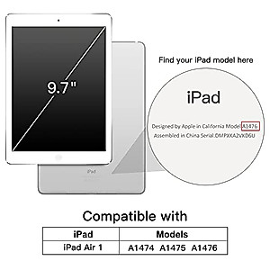 JETech Case for iPad Air 1st Edition (NOT for iPad Air 2/3/4/5), 9.7 Inch, Smart Cover with Auto Wake/Sleep (Black)