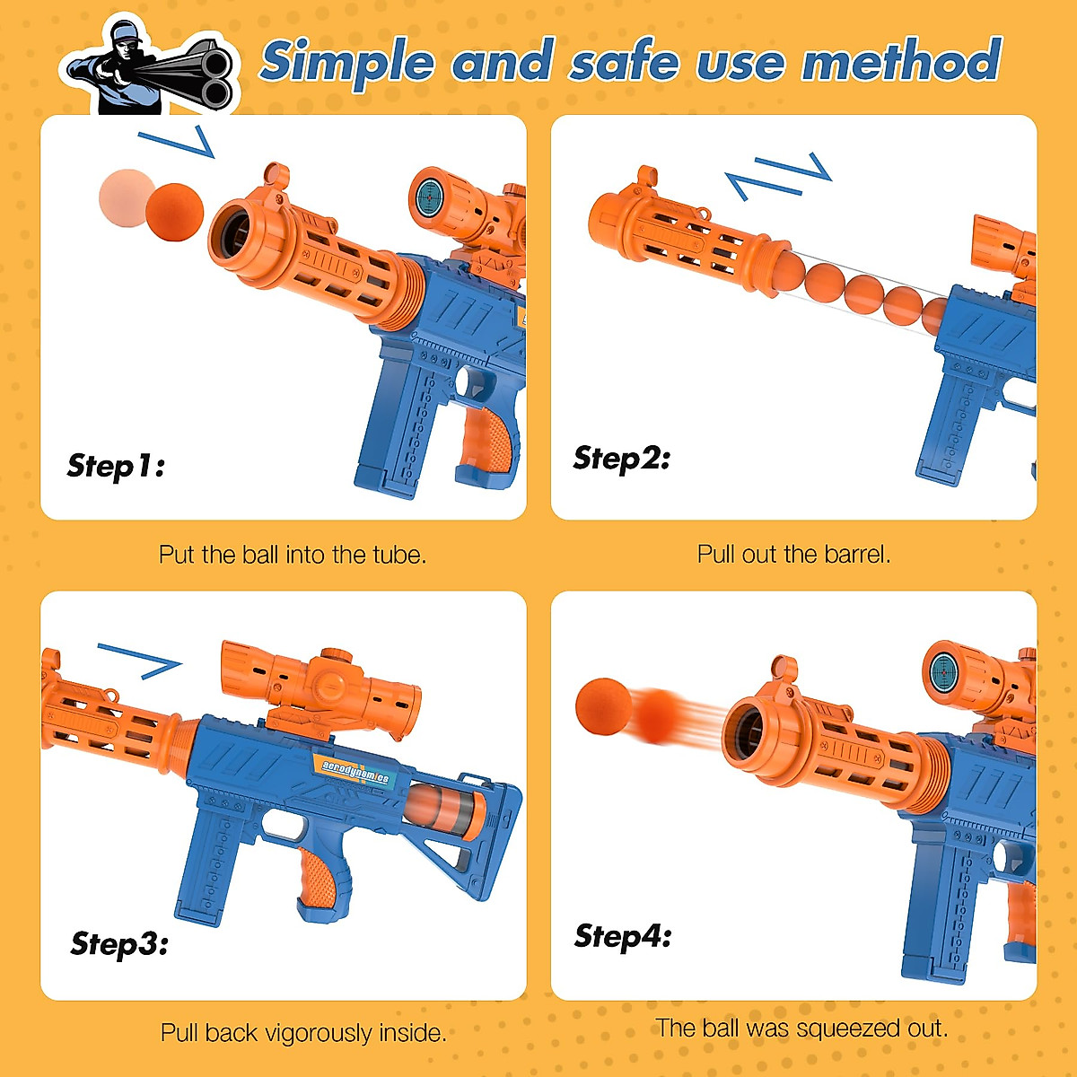 KKONES Shooting Game Toy for Boys - 2 Player Toy Foam Blaster Air Guns, 24 Foam Bullet Balls Popper & Standing Shooting Target, Birthday Gifts for Age 3 4 5 6 7 8 9 10-12 Years Old Kids, Girls