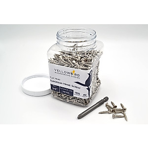 Yellowbird #6 x 3/4" European Concealed Hinge Screw - Flat Head Phillips - Nickel Wood - Bit Included - 1000 Ct.