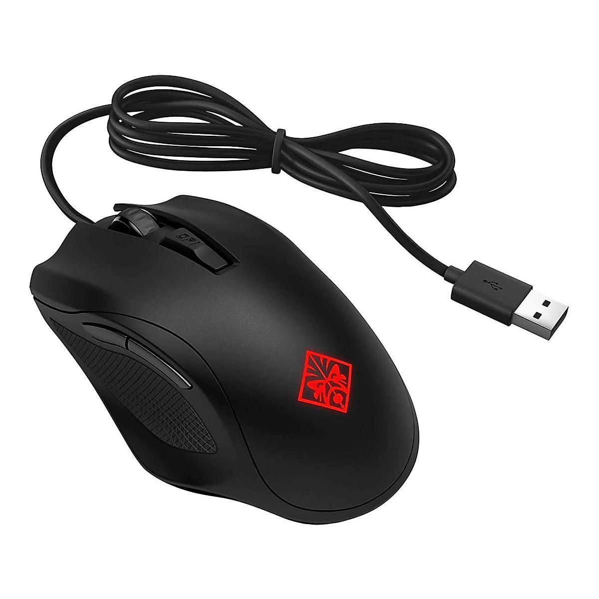 HP Omen 400 Wired USB Gaming Mouse, Optimized Mechanical Switches, Quick Adjust 1600-5000 DPI Optical Sensor, Sniper Mode 400 DPI, RGB LED, Customizable Buttons