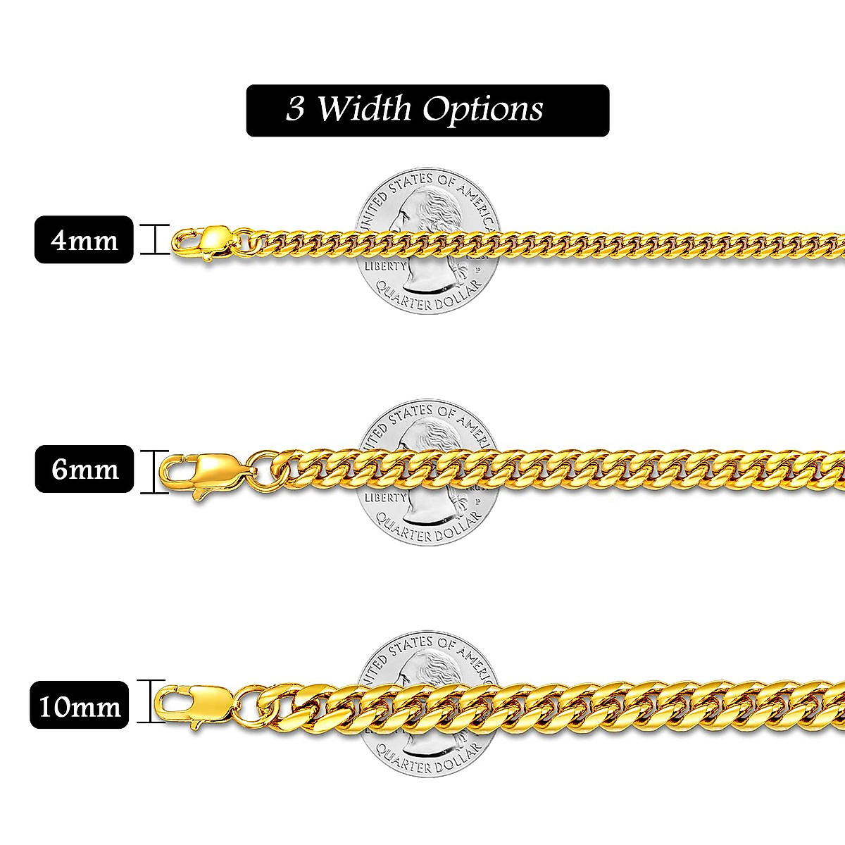 Jewlpire Gold Chain for Men, 6mm Men's Necklaces Cuban Link Chain for Men 18K Gold Plated Mens Gold Chain 20 Inch