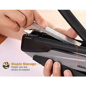 Bostitch Office Executive 3 in 1 Stapler, One Finger Stapling, No Effort, 20 Sheet Capacity, Integrated Staple Remover, Spring Powered Stapler, Black/Gray