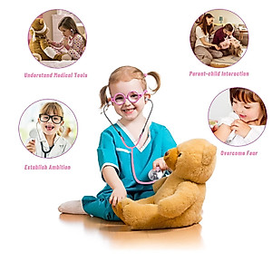 Gifts2U Doctor Kit for Toddlers 3-5, Medical Pretend Play Toys with Gift Case, 42 Piece Dentist Playset Kit for Kids,for Christmas Birthday Gift(Pink)