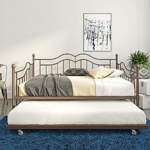 DHP Tokyo Daybed and Trundle with Metal Frame, Full Over Twin Size, Brushed Bronze