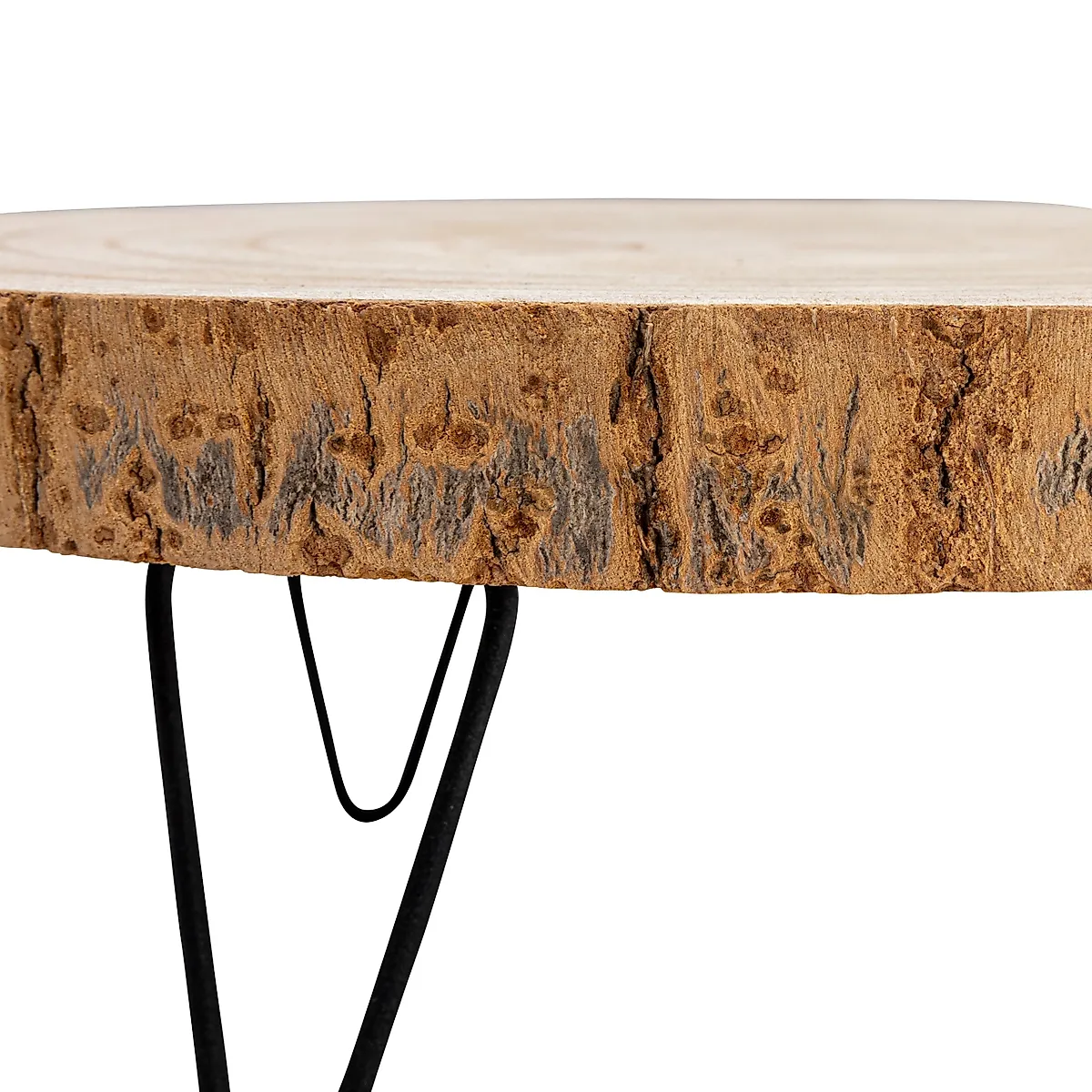 Creative Co-Op Large Paulownia Wood Pedestal with Metal Legs