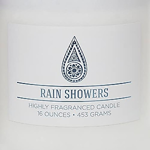 Colonial Candle Rain Showers Aromatherapy Scented Jar Candle, Wellness Collection, 16 oz, White