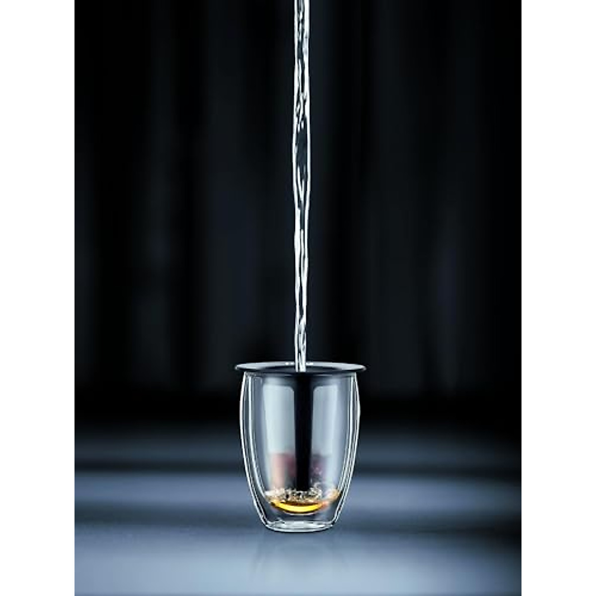 Bodum 12-Ounce Tea for One, Double Wall Glass with Strainer, Black