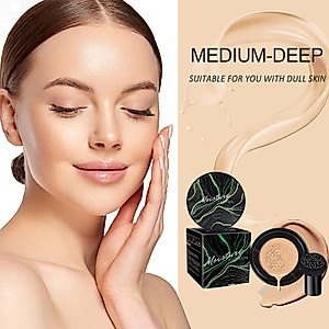 Mushroom Head Air Cushion CC Cream - BB Cream Foundation Makeup Moisturizing Concealer Long-Lasting, Cushion Foundation Full Coverage Self Adjusting for Mature Skin & All Skin Types (Natural)