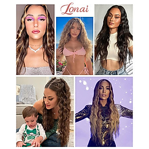 LONAI Clip In Hair Extensions, 6PCS 24" Black Hair Extensions Long Mermaid Waves Wavy Synthetic Clip On Hairpiece For Women（Black）